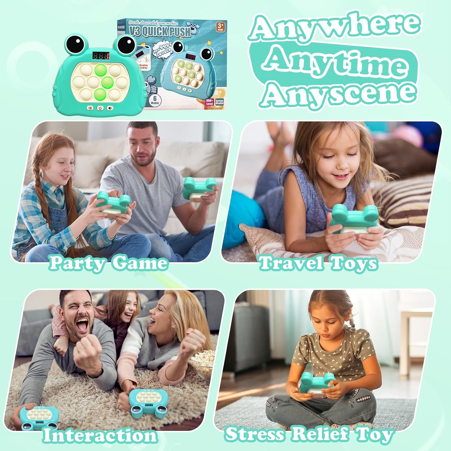 Fast Push Pop Pro Light Up Fidget Bubble Game Controller, Puzzle Pop ...