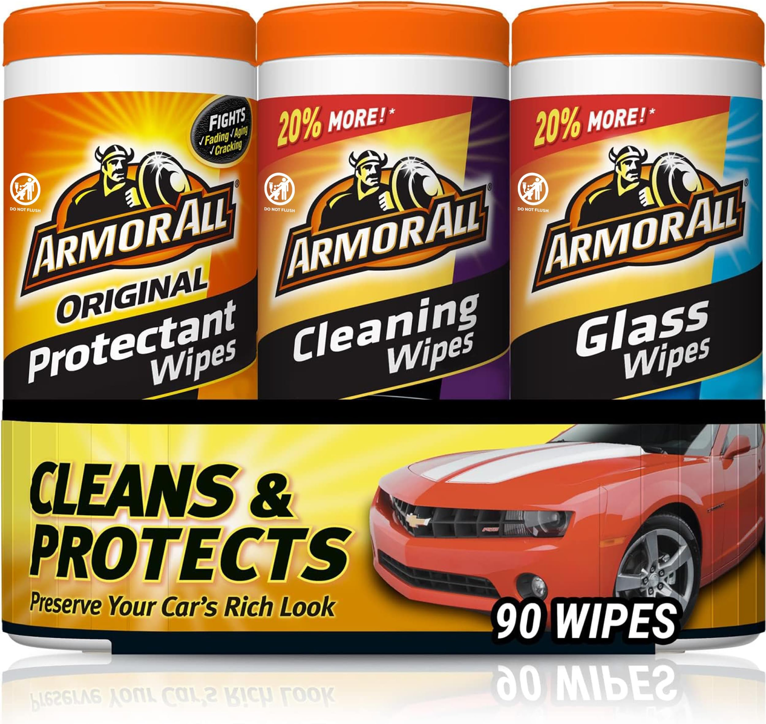 Amazon.com: Armor All Protectant, Glass and Cleaning Wipes, Wipes for ...