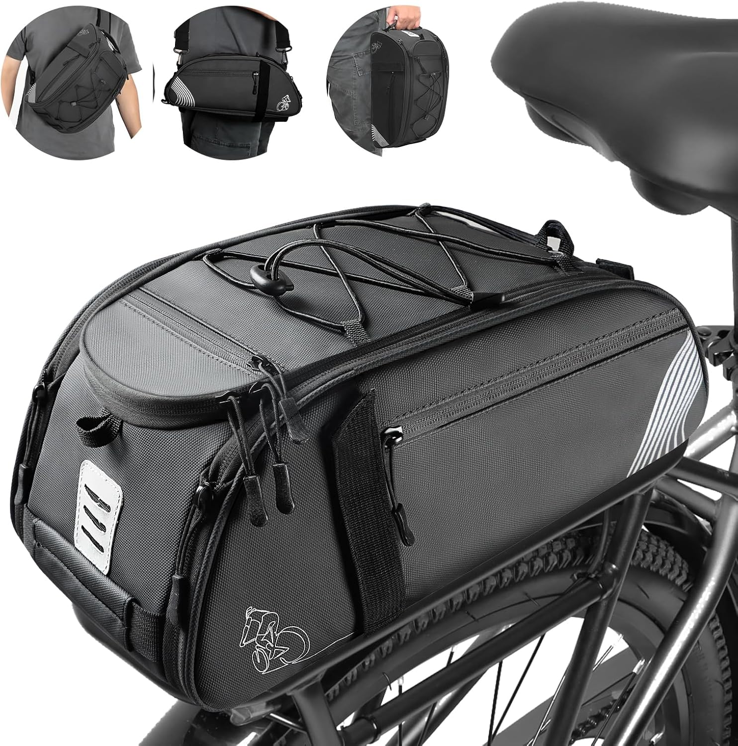 Amazon.com: BEEYEO Rear Bike Rack Bag, 13.5L Waterproof Bicycle Ebike ...
