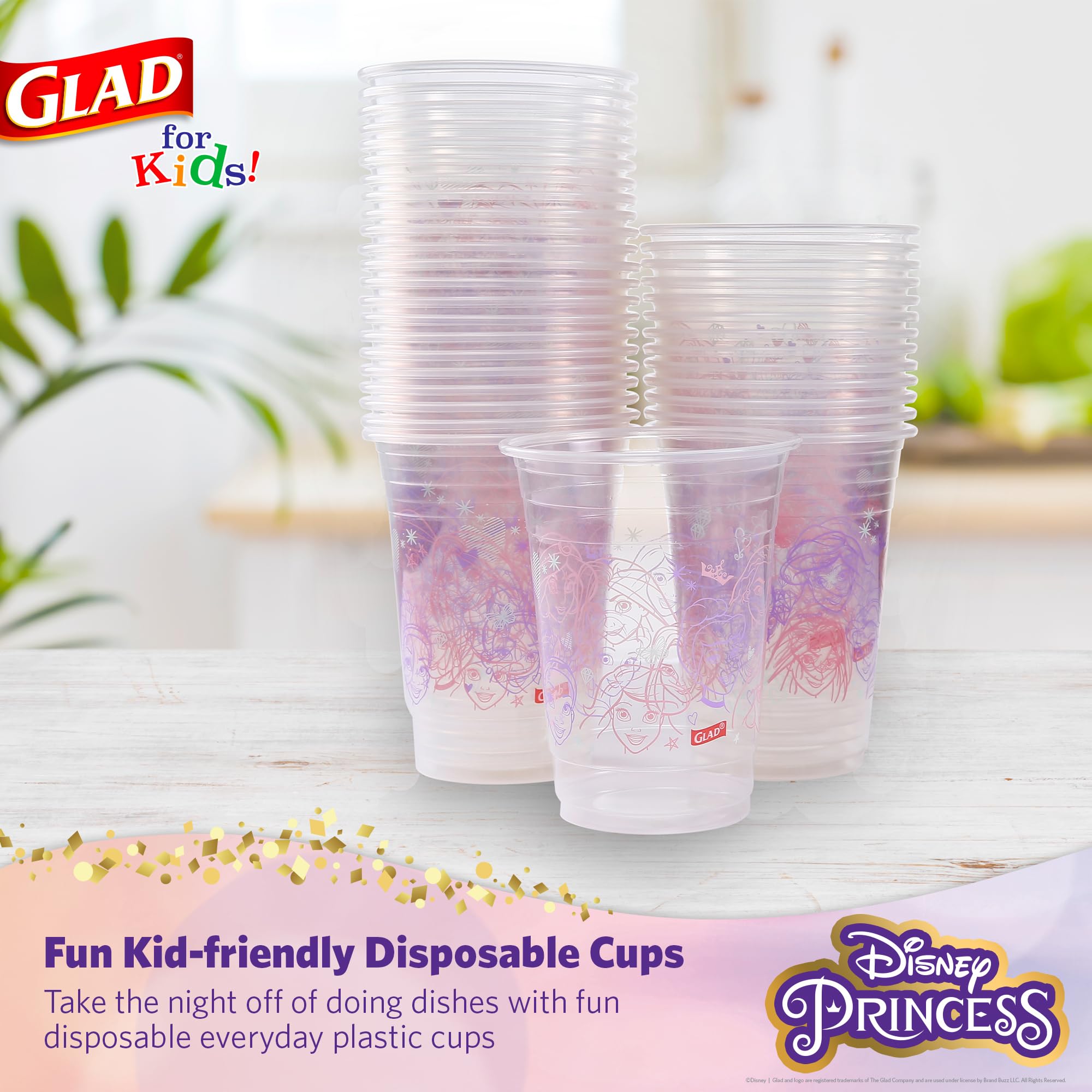 Snapklik.com : Glad For Kids Disney Princess Clear Disposable Plastic ...