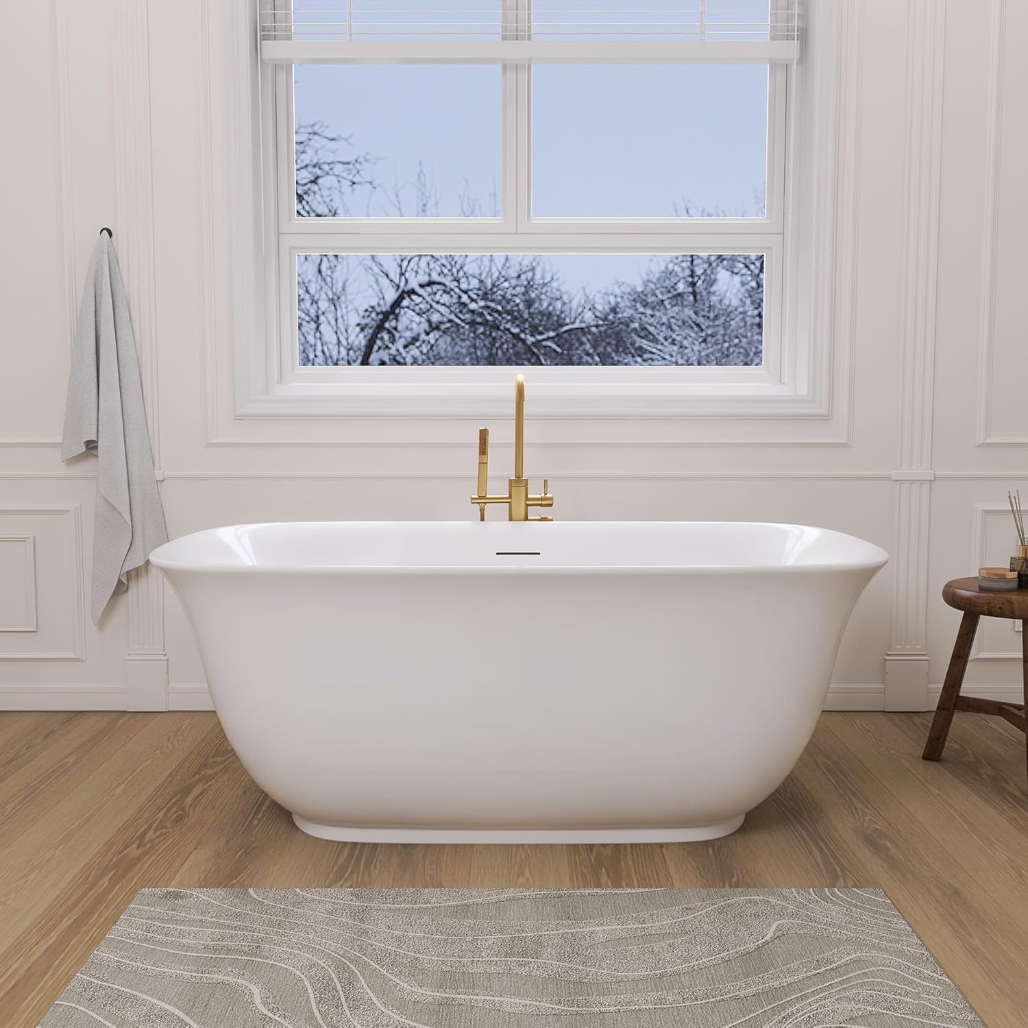 Yinzanw 59" Acrylic Bathtubs, Freestanding Tubs Tap Deck, cUPC ...