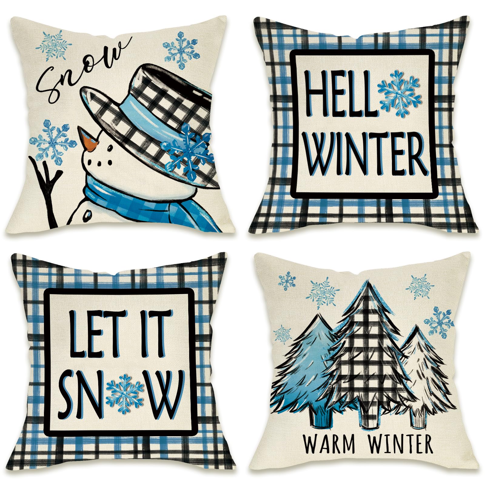 Amazon.com: Fahrendom Hello Winter Snowman Decorative Throw Pillow ...