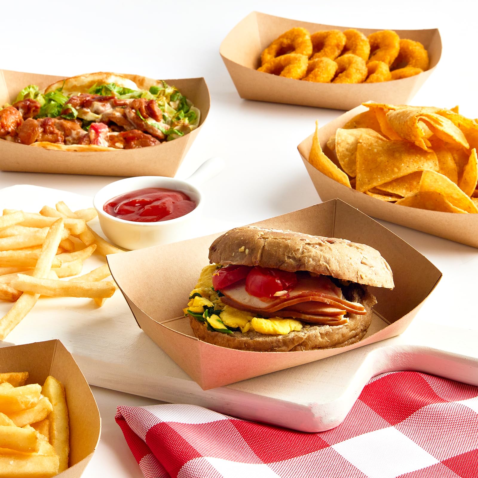 Snapklik.com : 2 Lb Paper Food Trays - 200 Pack Disposable Nacho Trays ...