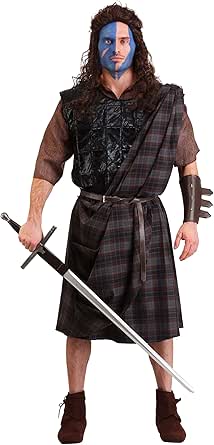 Amazon.com: Men's Braveheart William Wallace Costume with Tunic, KIlt ...