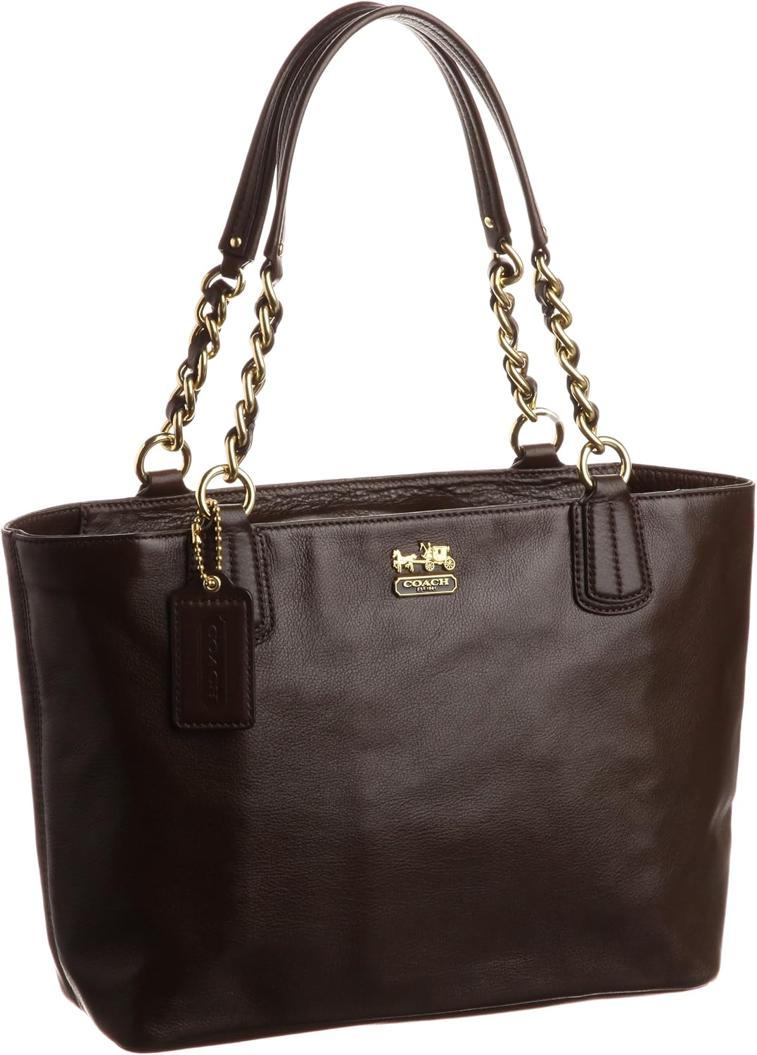 Amazon.com: Coach Madison Leather Tote Mahogany Brown Purse 20466 ...