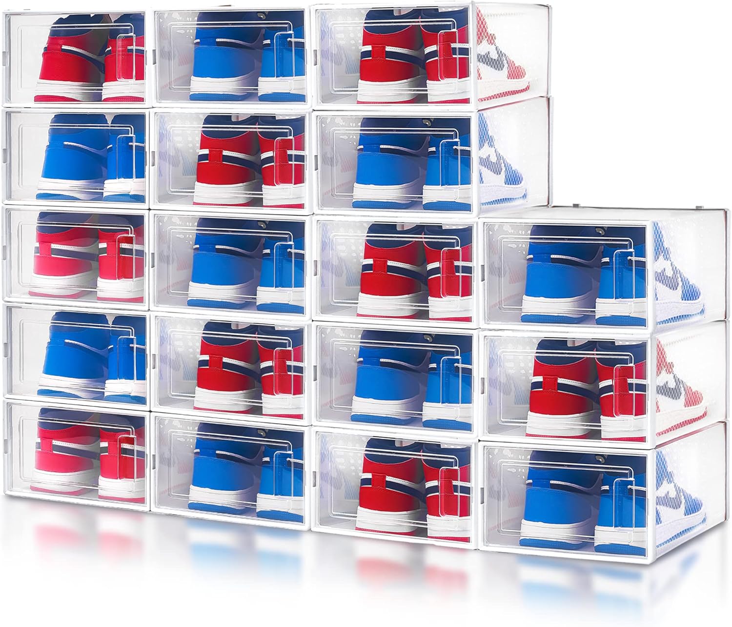 Amazon.com: 18 Pack Medium Shoe Organizer Shoe Storage Box for Closet ...