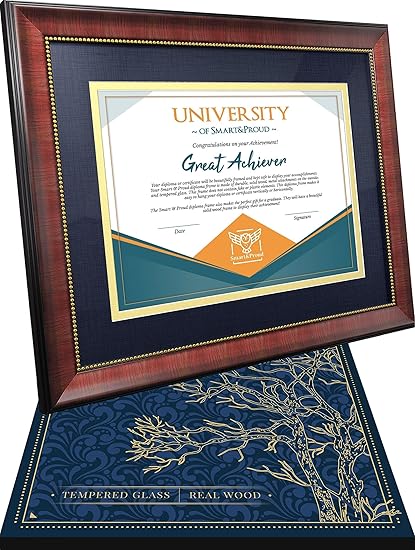 Amazon.com - SMART&PROUD Wooden Certificate Frame – Diploma Frame 8.5 x ...