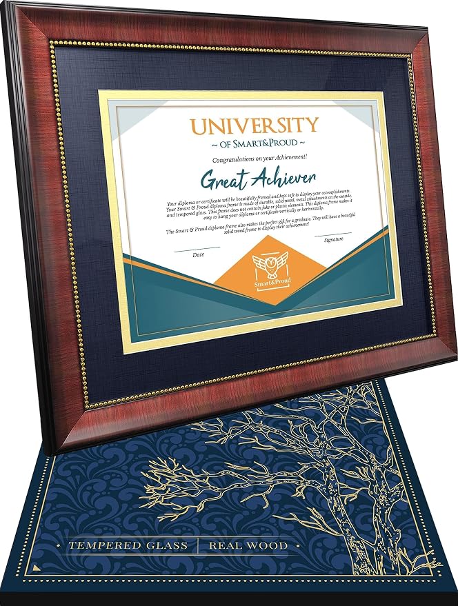 Amazon.com - SMART&PROUD Wooden Certificate Frame – Diploma Frame 8.5 x ...