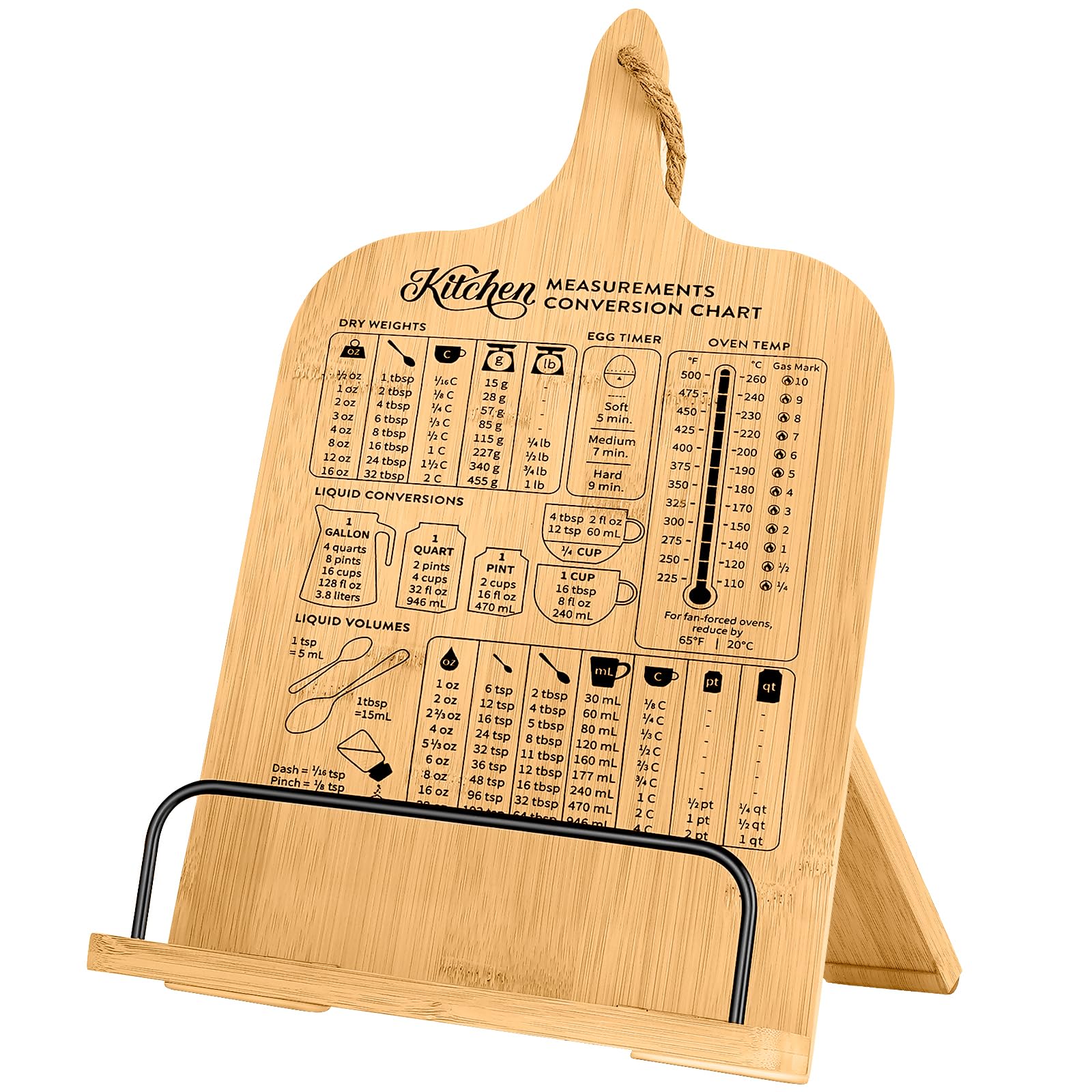 Amazon.com: Bamboo Cookbook Stand for Kitchen Counters, Adjustable ...