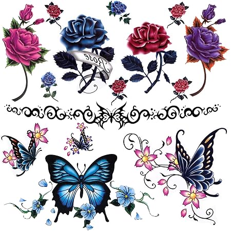 Amazon.com : Yesallwas 4 Sheets Large Temporary Tattoo Sticker Fake ...