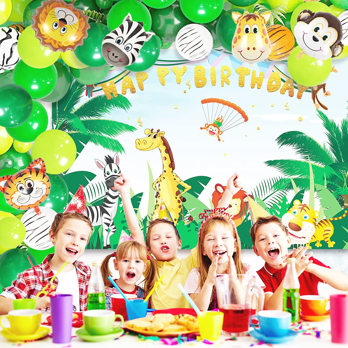 Jungle Theme Party Decorations, 102Pcs Birthday Party Supplies ...