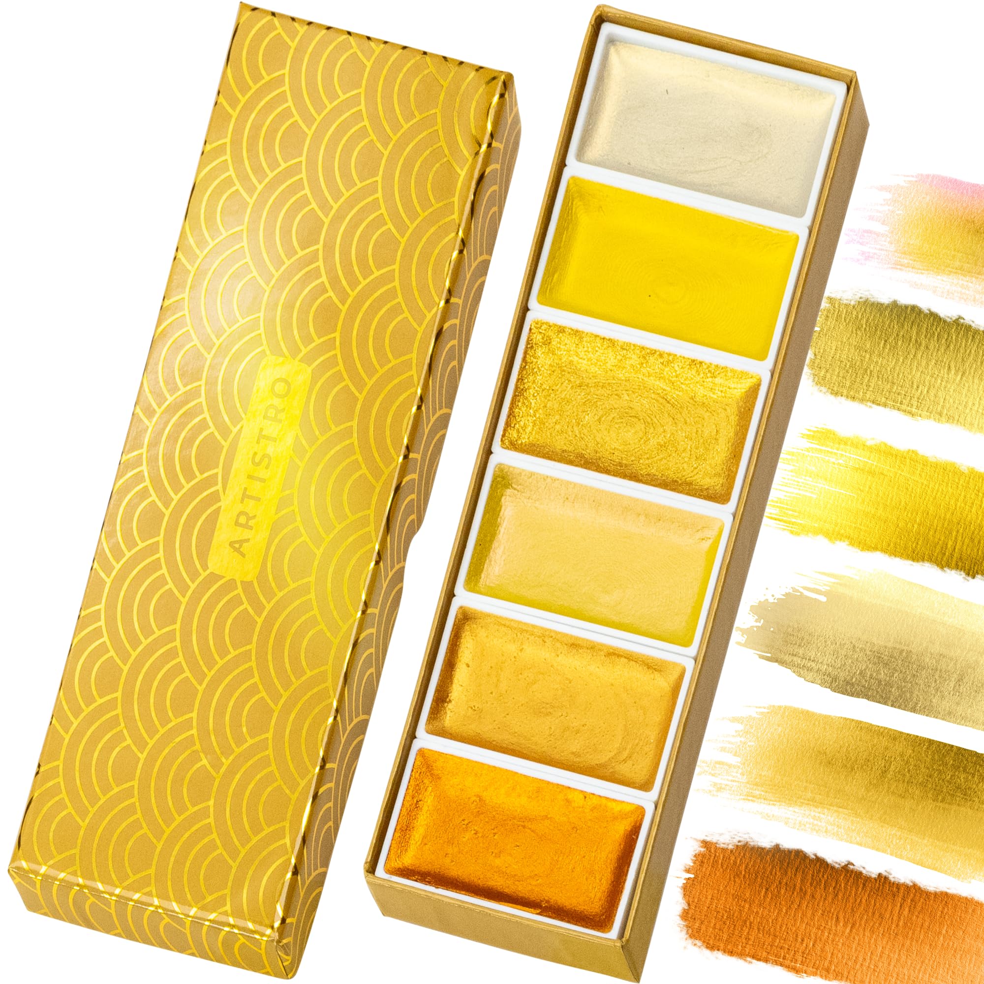 Amazon.com: ARTISTRO Watercolor Paint Set - 6 Pigment-Rich Gold Colors ...