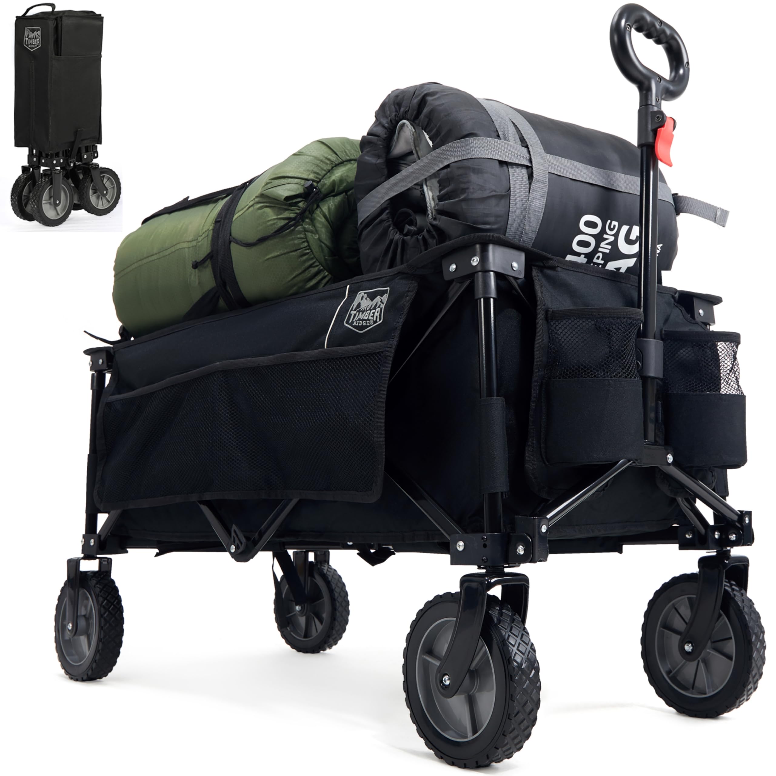 TIMBER RIDGE Festival Trolley on Wheels, Folding Camping Wagon with ...