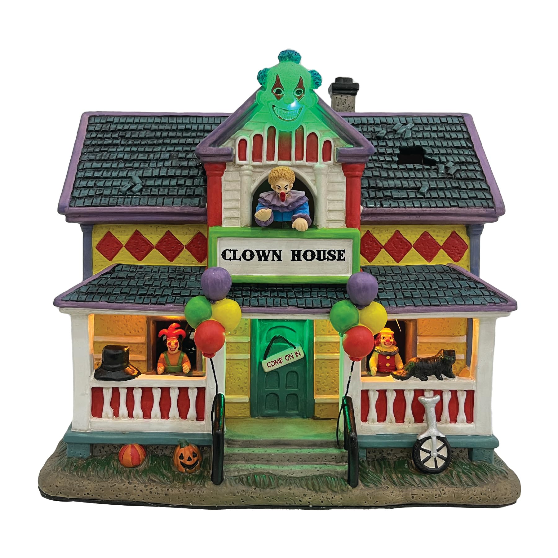Amazon.com: FG Square Clown Halloween Village | Spooky Town Collection ...
