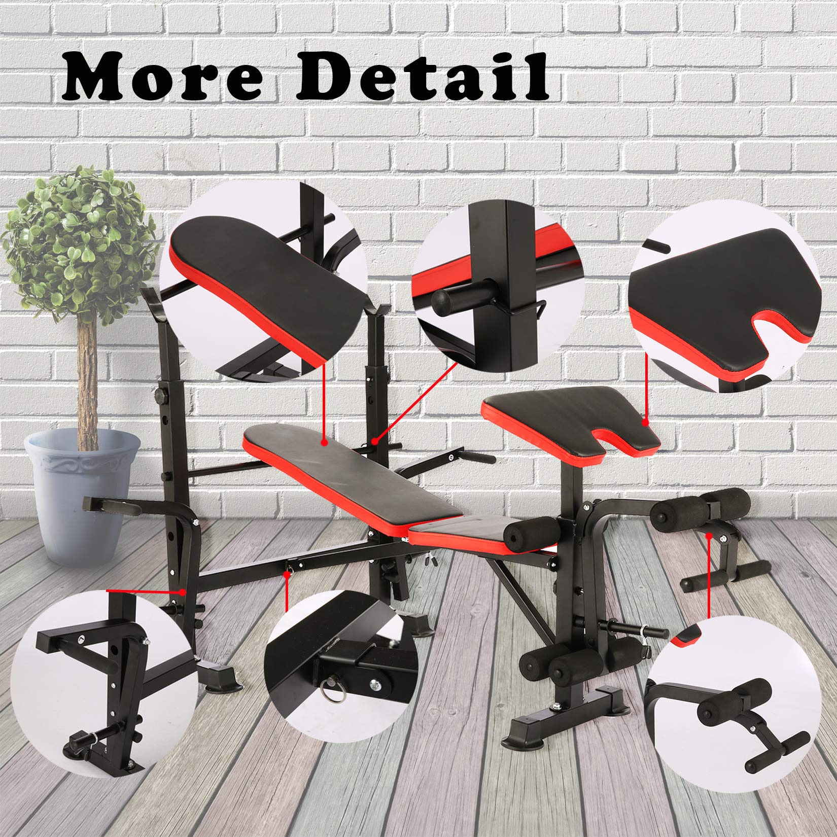 Snapklik.com : OPPSDECOR 600lbs 6 In 1 Weight Bench Set
