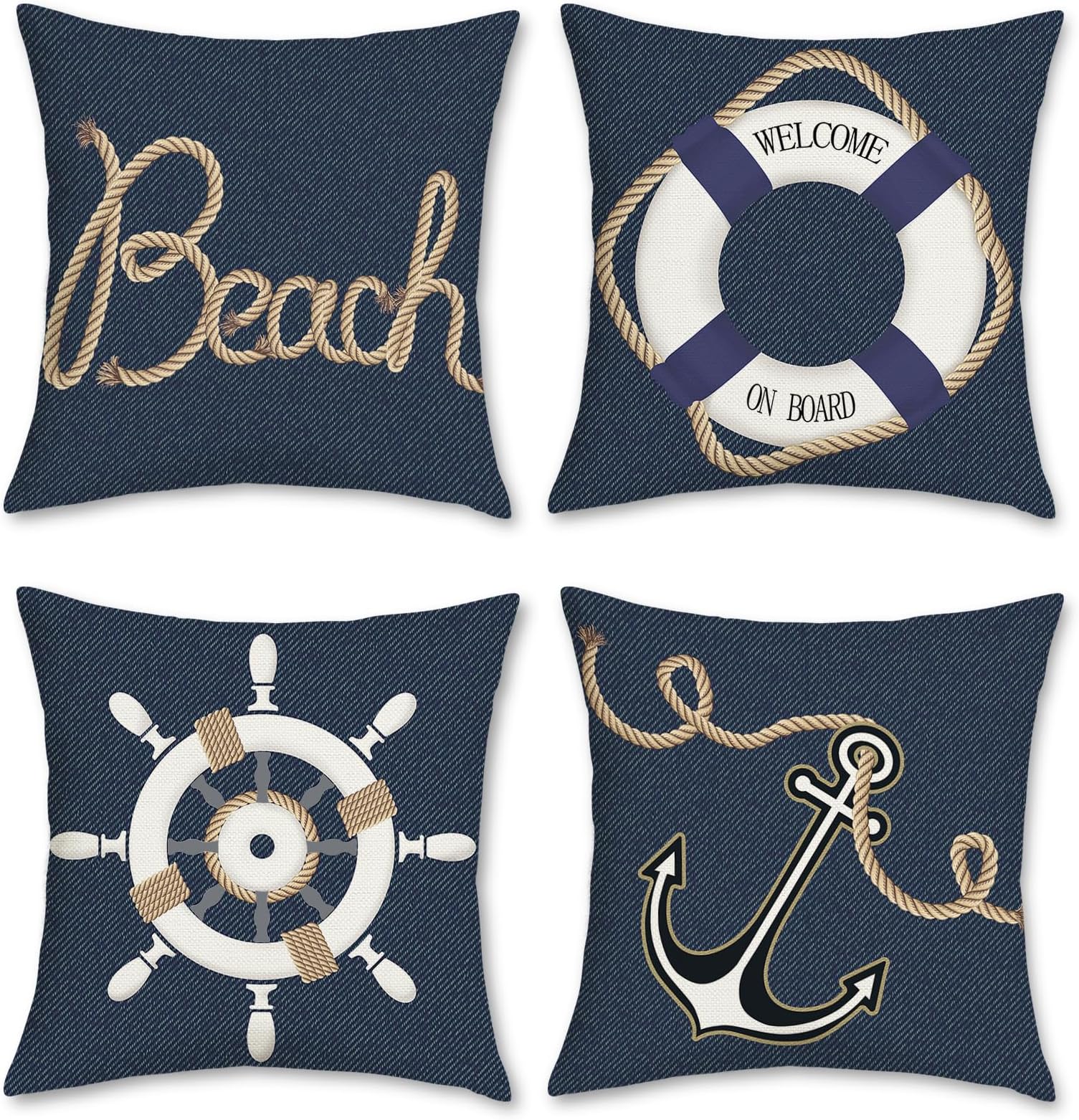 Amazon.com: HUYAW Navy Blue Nautical Ocean Boat Anchor Throw Pillow ...