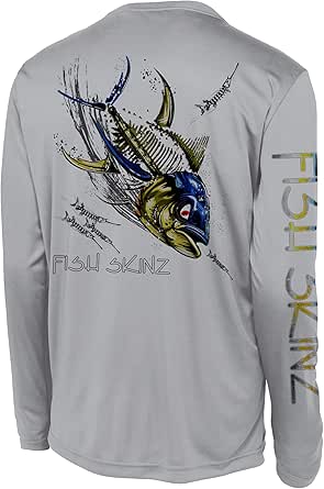 Fish Skinz Mens Performance Fishing Shirt UPF 50+ Protection, Rude Tuna ...