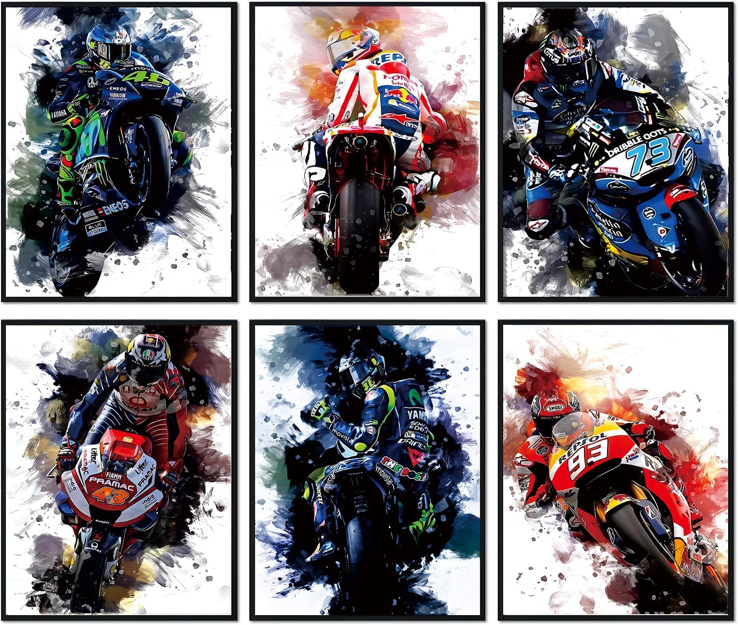 Amazon.com: Motorcycle and Racer Poster,Graffiti Motorcycle Wall Art ...
