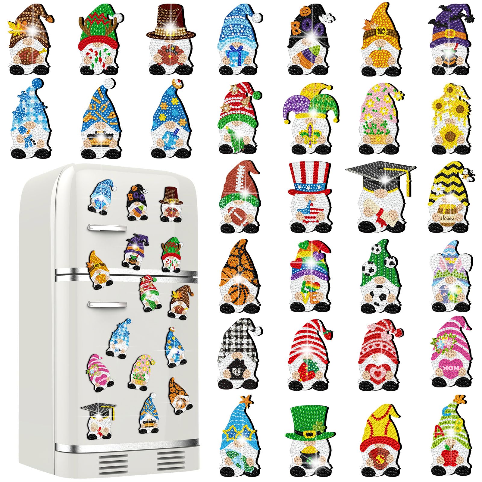 Amazon.com: Motipuns 30 Pcs Christmas Seasonal Gnome Diamond Painting ...