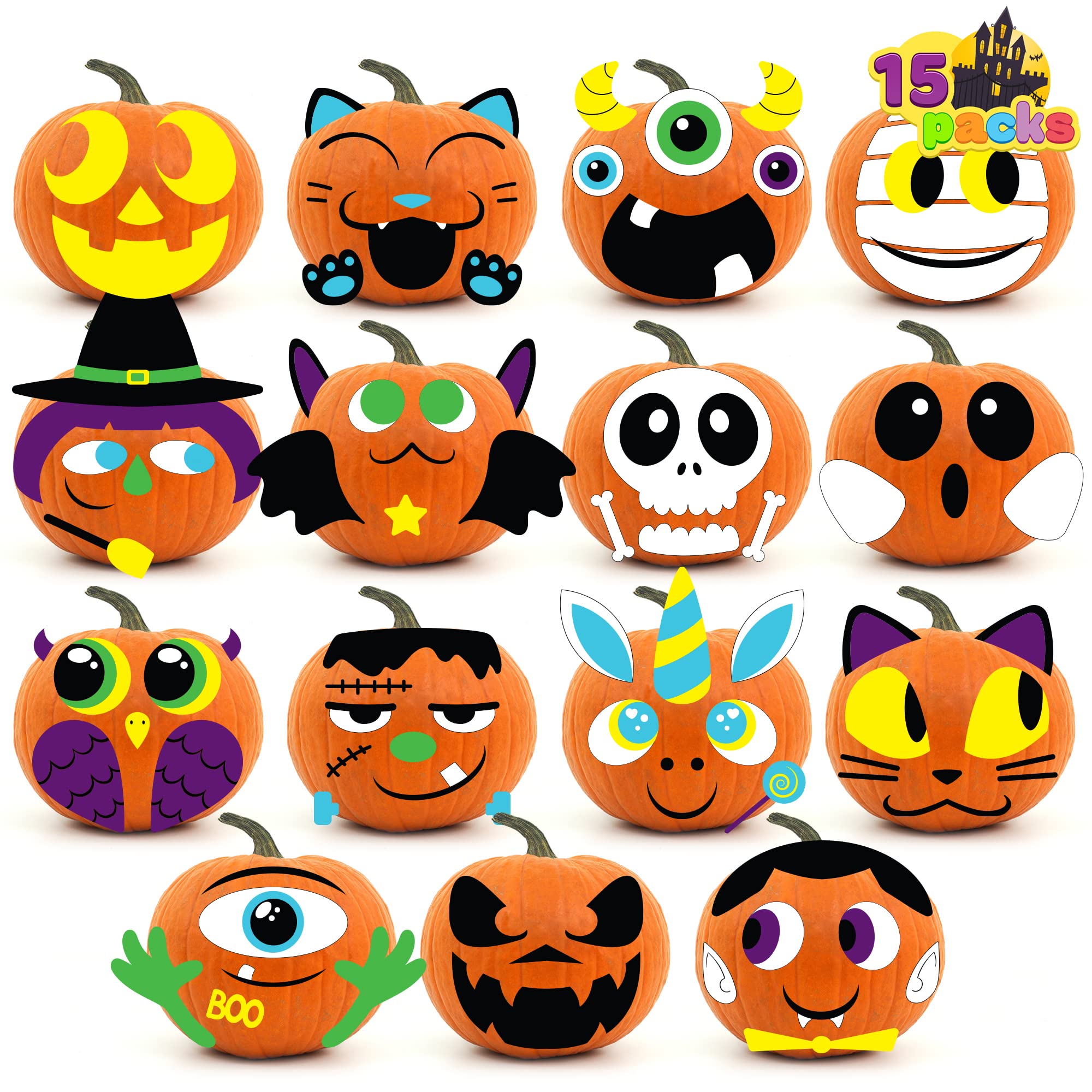 Amazon.com: JOYIN 15 Packs Halloween Foam Pumpkin Stickers Pumpkin ...