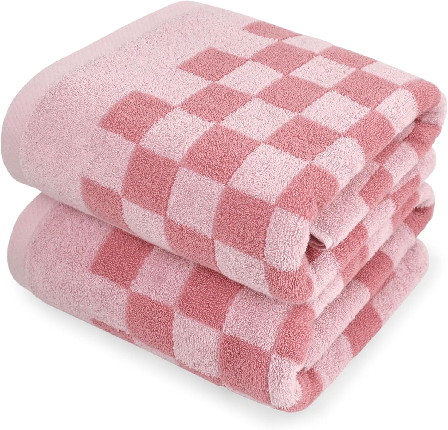 Amazon.com: Jacquotha Soft Bath Towels for Bathroom(Pink Checkered), Quick Dry Towels Set of 2 ...