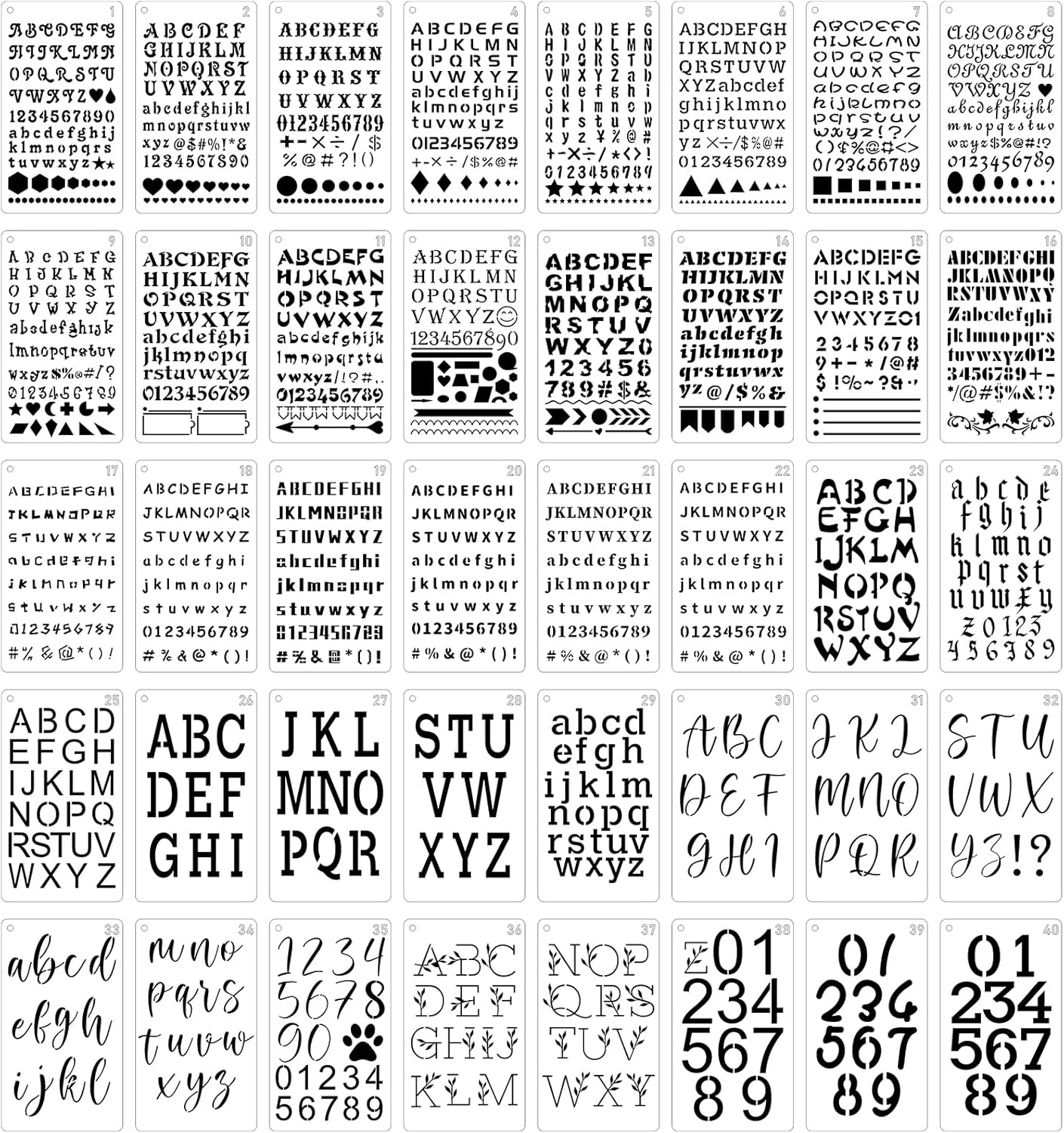 40 Pcs Small Letter Stencils and Number Stencils for Crafts Reusable ...