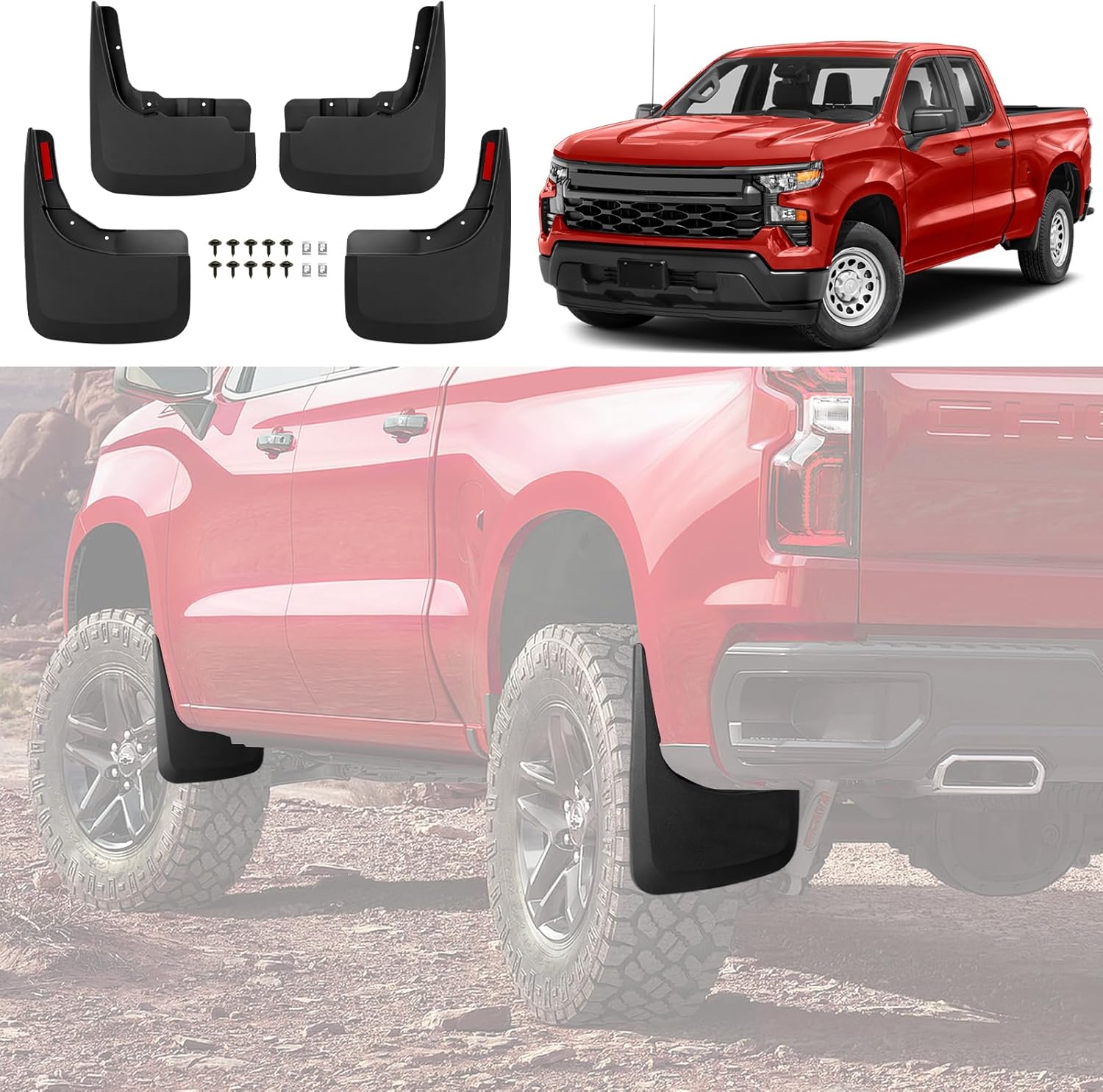 JTYZSM Mud Flaps for 2019-2024 Chevy Silverado 1500 No Drill Splash ...
