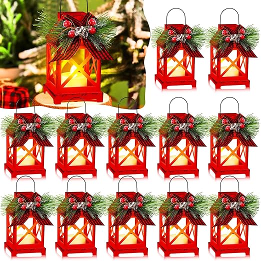 Amazon.com: Baquler 12 Pcs Christmas Decorative Lantern LED Candle 5.5 ...