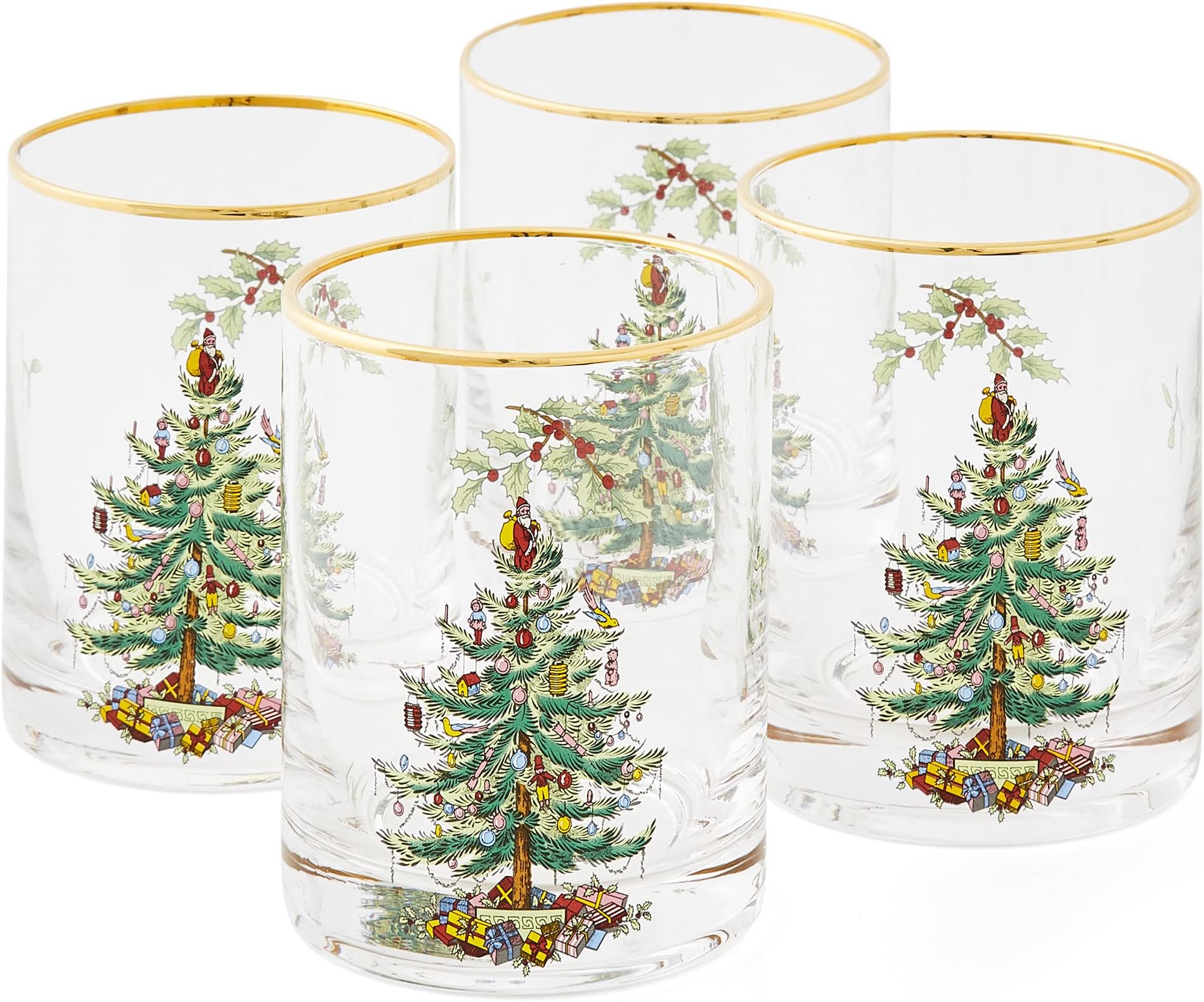 Amazon.com | Spode Christmas Tree Glass, Double Old Fashion (DOF ...