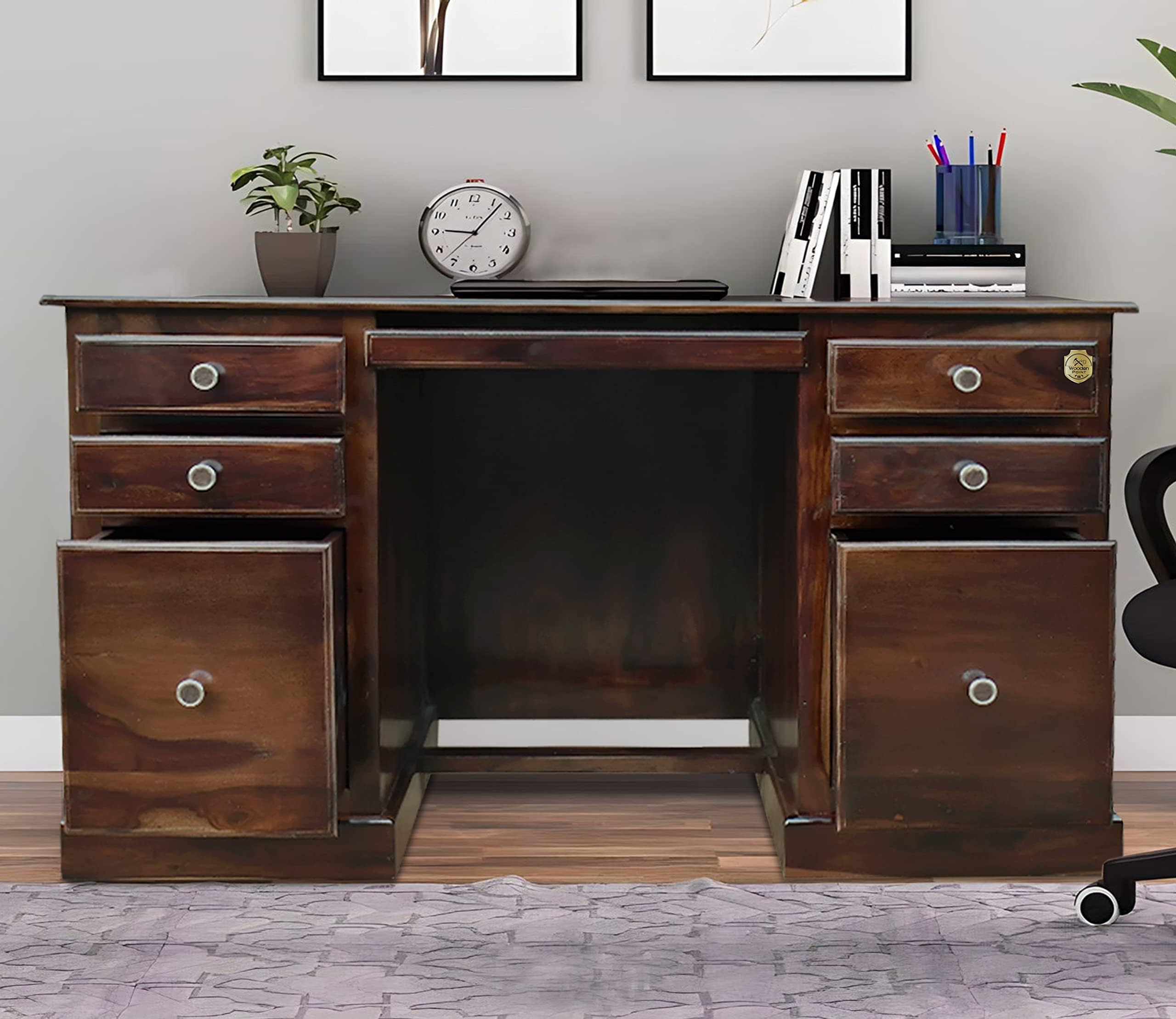 Wopno Furniture Solid Sheesham Wooden Study Table & Desk with Drawer ...