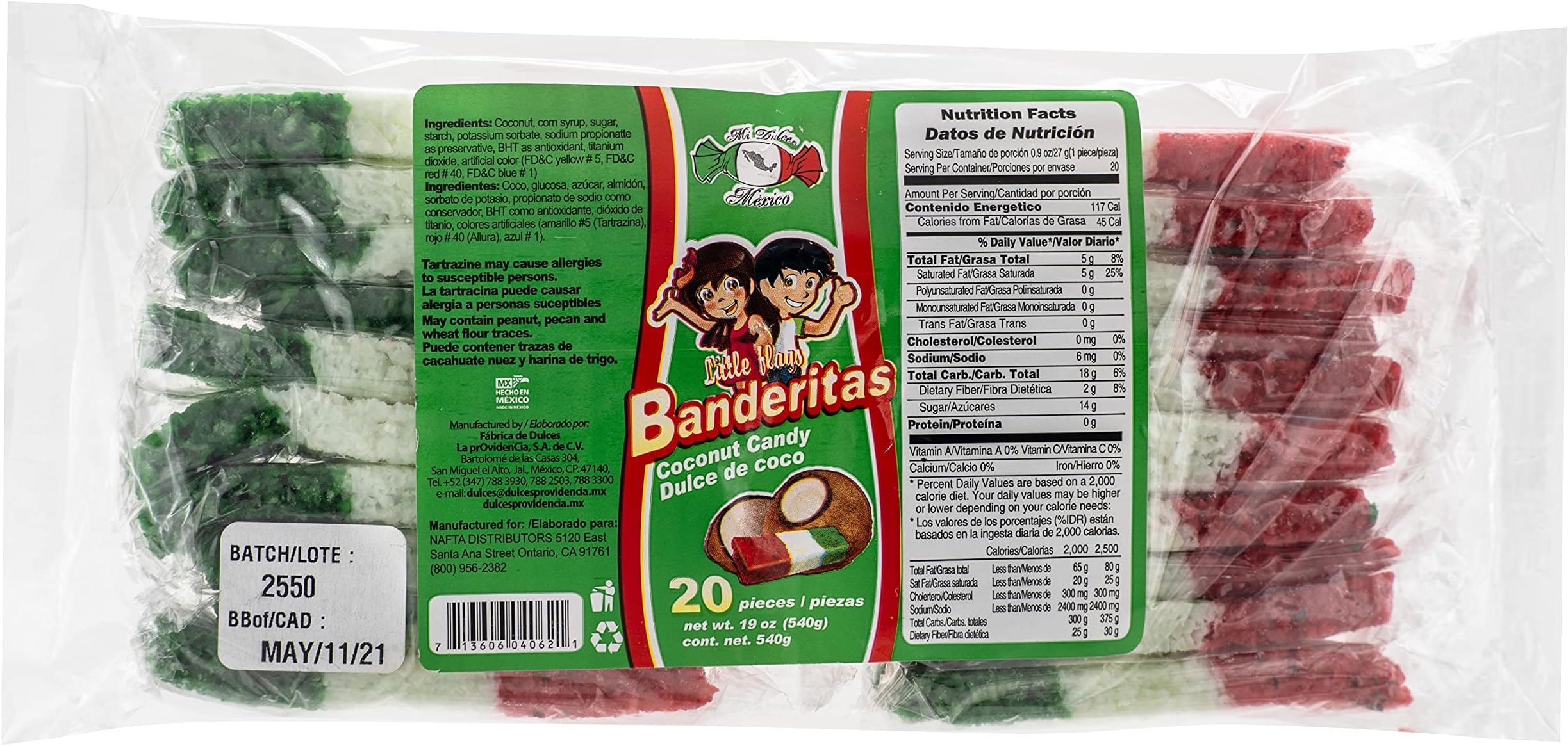 Amazon.com: Mexican coconut candy Bandera de Mexico dulce de cocada 50 ...