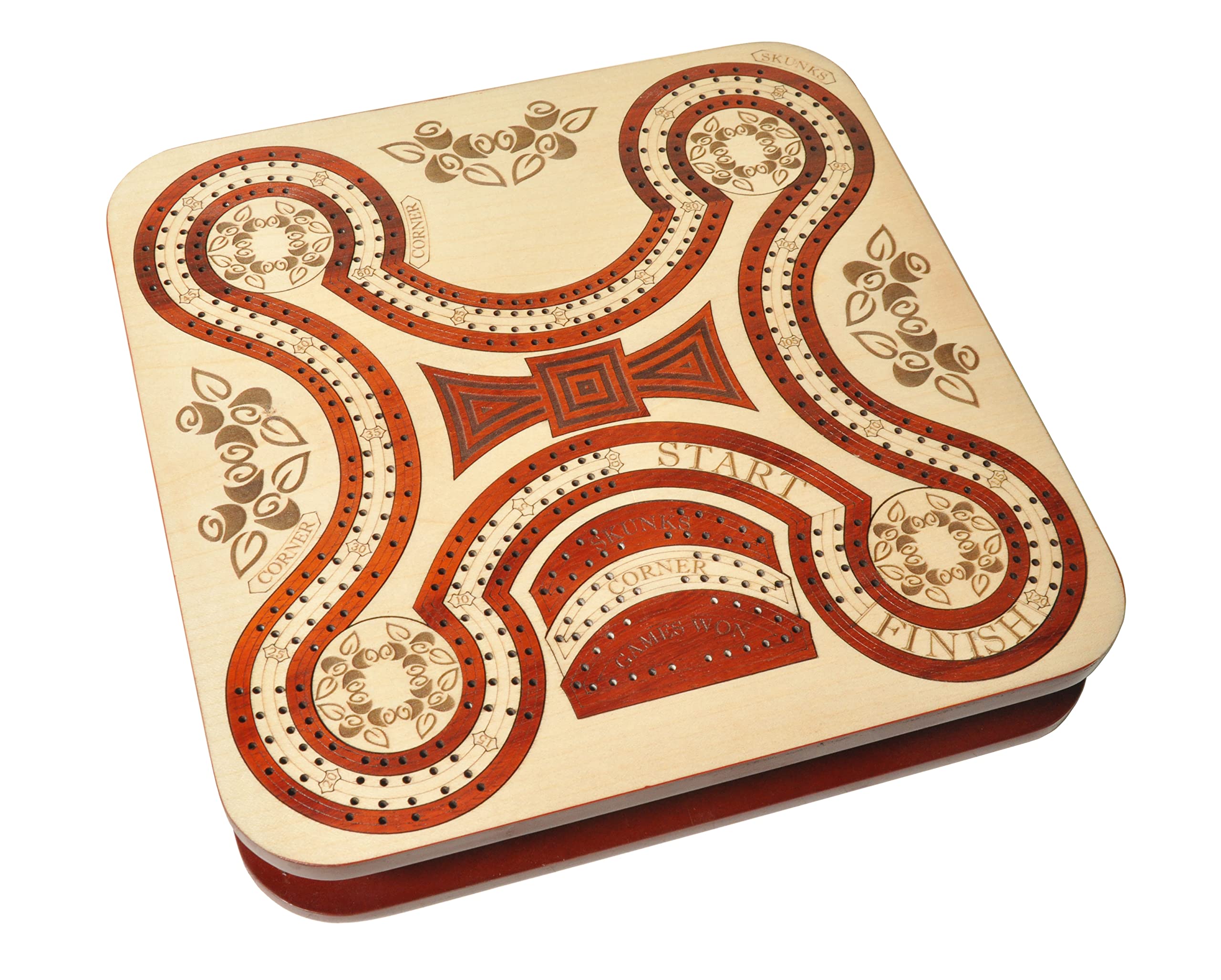 Buy PALM ROYAL HANDICRAFTSContinuous 4 Track Wooden Cribbage Board ...