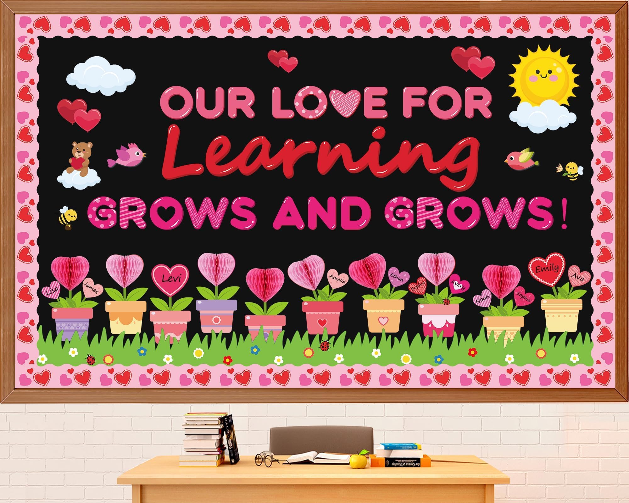 Amazon.com : gisgfim Valentine's Day Bulletin Board Set Decorations ...