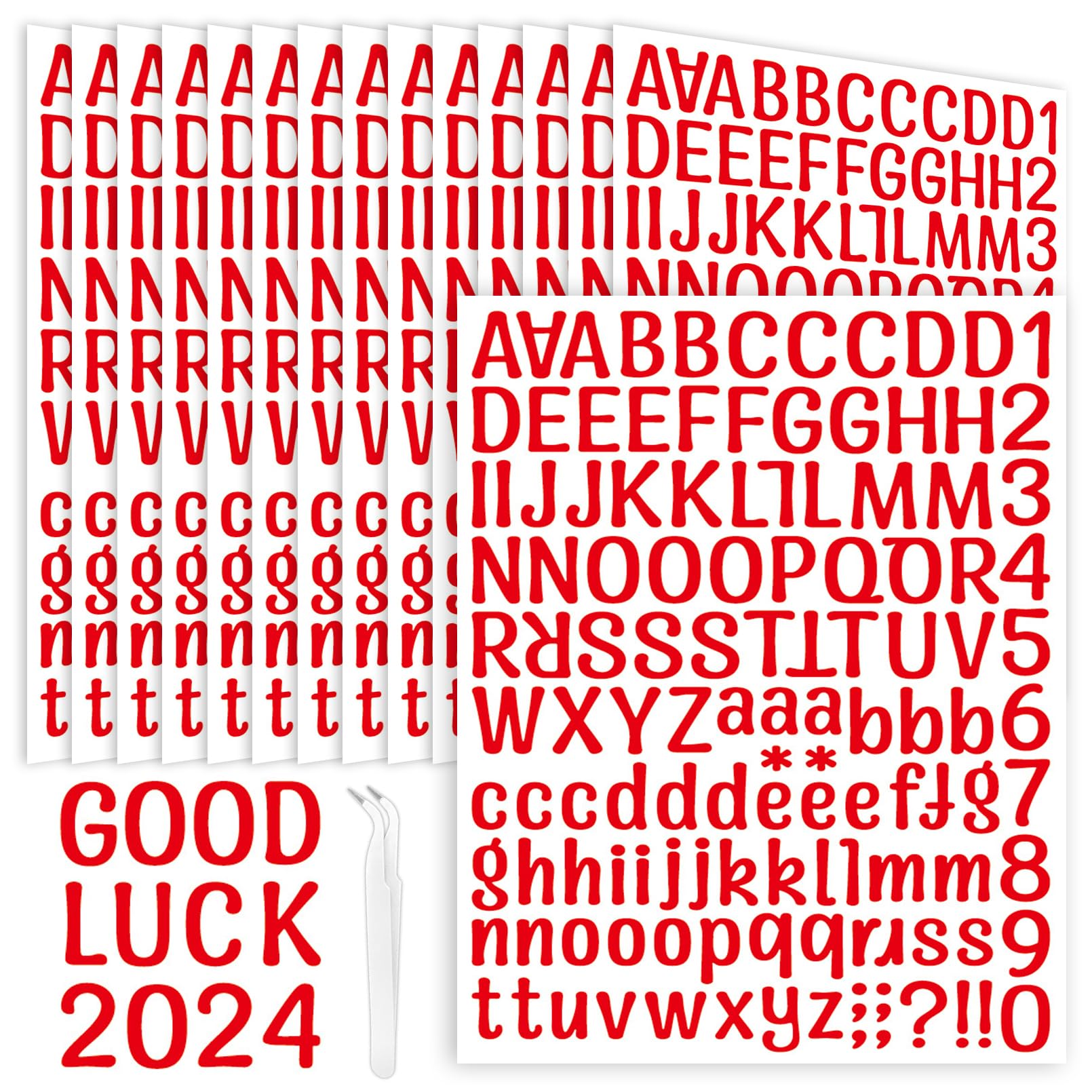 Amazon.com: 15 Sheets Red Letter Stickers 1 Inch, Red Alphabet Letter ...