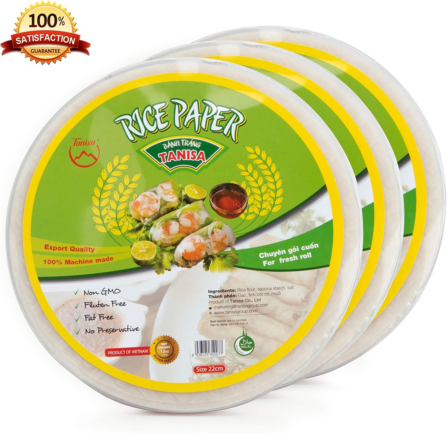 Amazon.com: 3 packs Tanisa Spring Roll Rice Paper Wrapper for Fresh ...