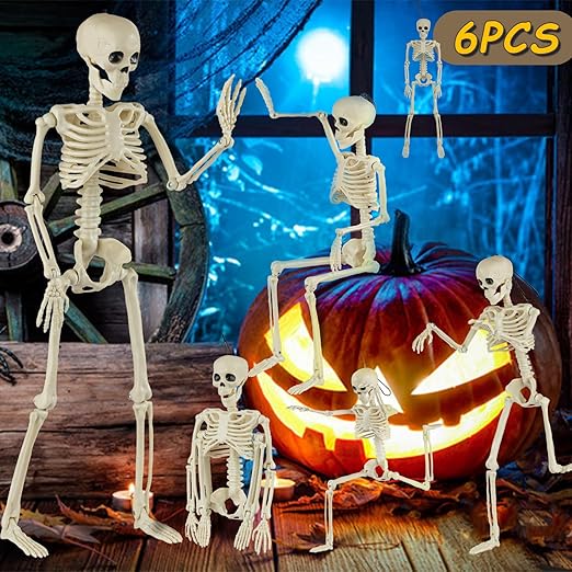 Amazon.com : 6 Packs Skeleton Halloween Decorations Outdoor with 16 ...