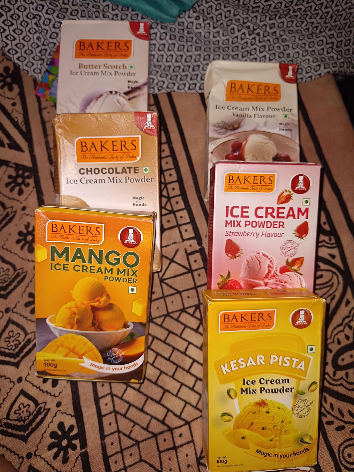 Bakers 6 Flavors Ice Cream Powder Combo (100g Each) - Vanilla, Mango ...