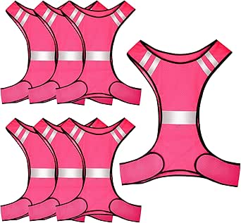 Amazon.com: DOSTATNI 6 Pieces Pink Safety Vest Reflective Safety Vest ...