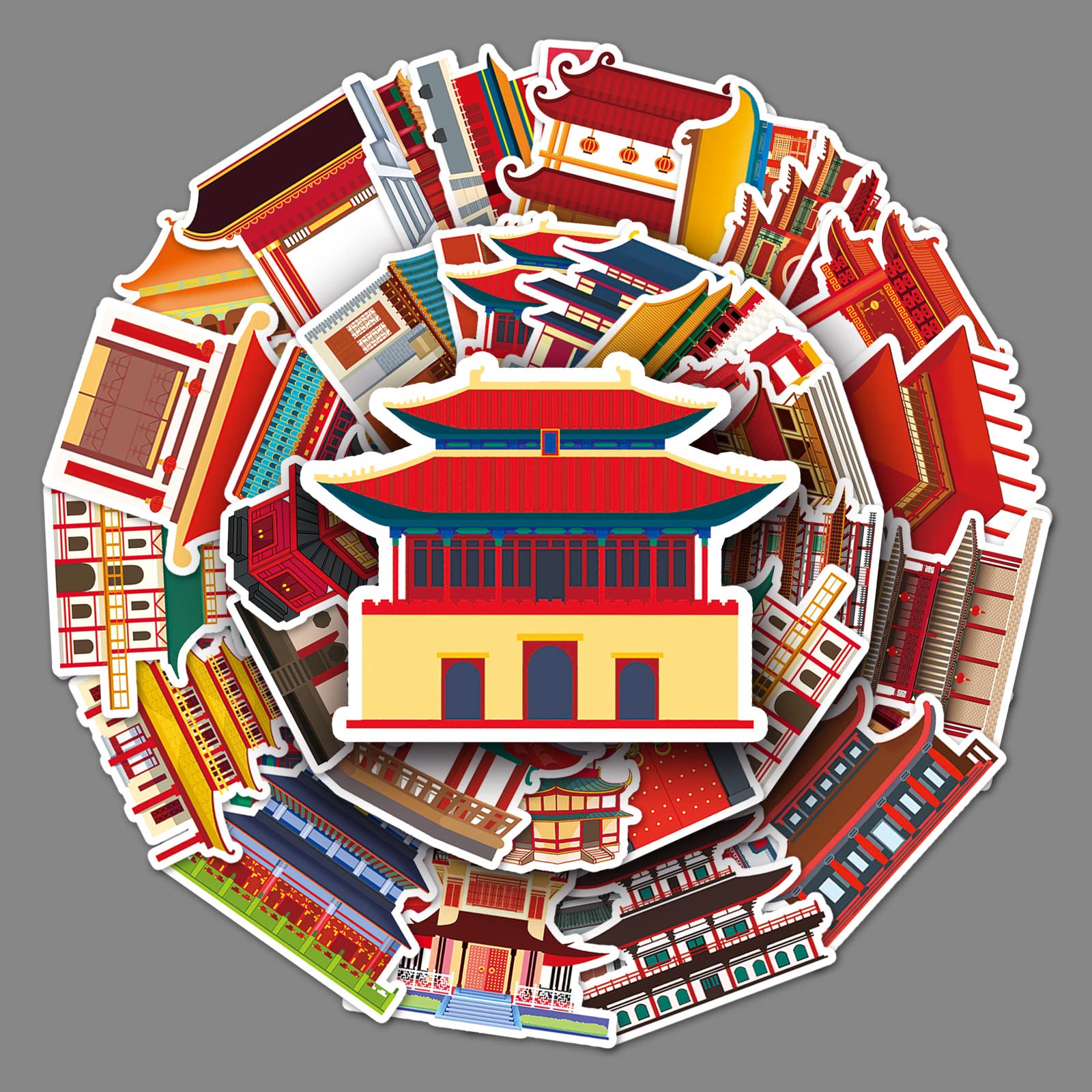 Amazon.com: Retro Landmark Building Stickers 50 Pcs Waterproof Travel ...