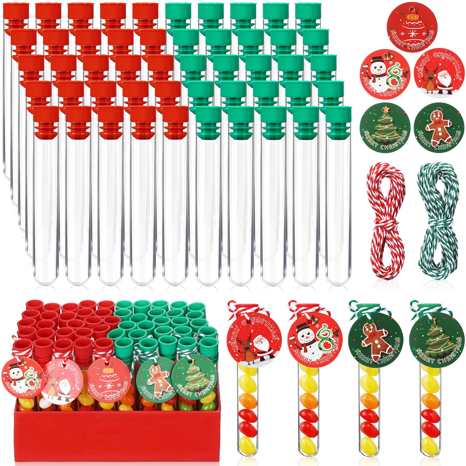 Photect 50 Set Christmas Candy Tubes 100 x 16mm Clear Candy Containers ...