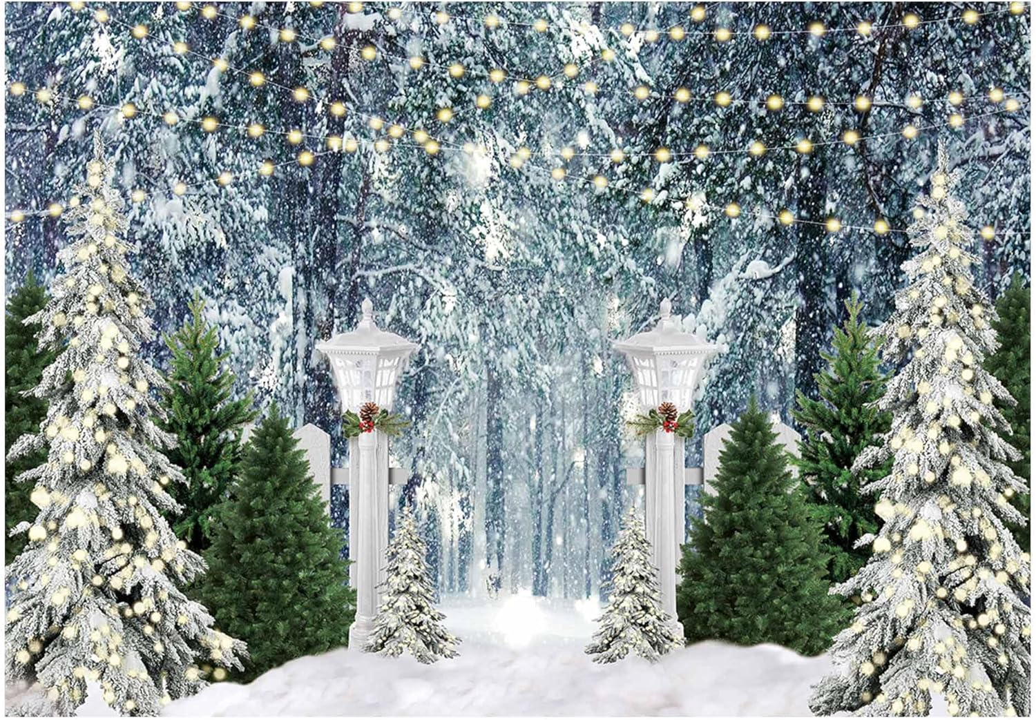 Amazon.com : Allenjoy 82" x 59" Christmas Forest Scene Photography ...