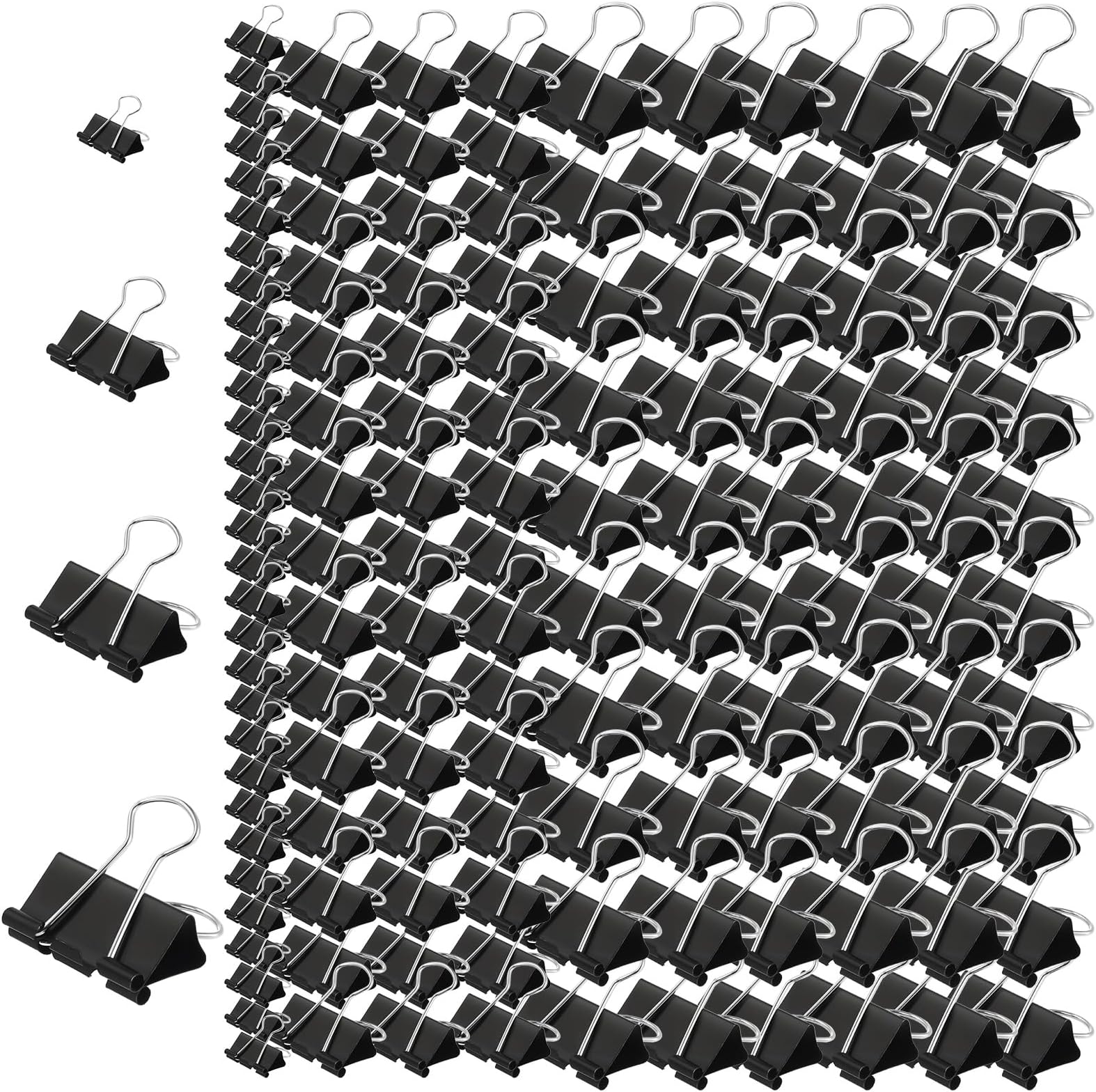 Zuimei 120Pcs Metal Binder Clips, 4 Sizes Foldback Paper Clips Black ...