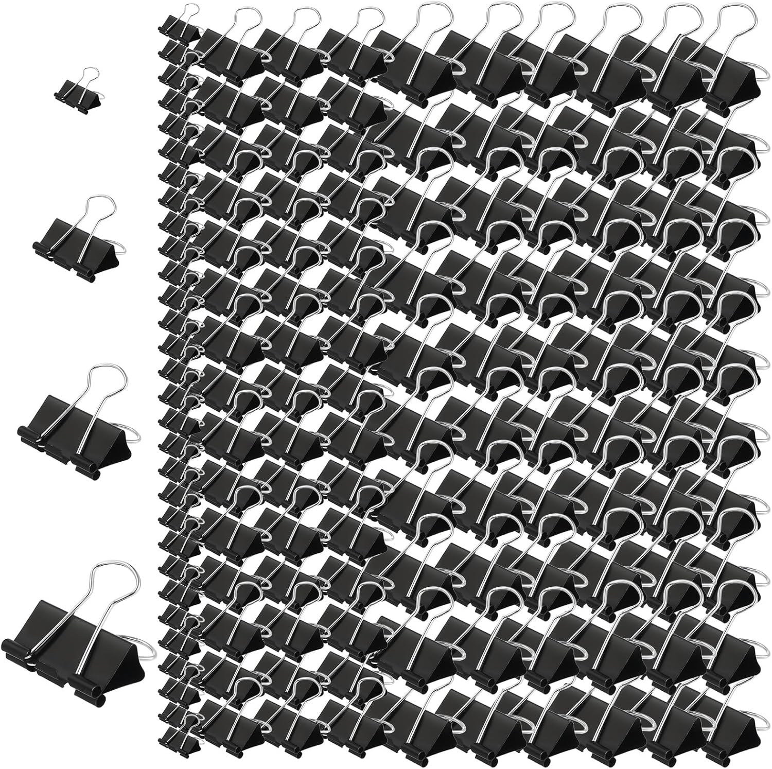 Zuimei 120Pcs Metal Binder Clips, 4 Sizes Foldback Paper Clips Black ...