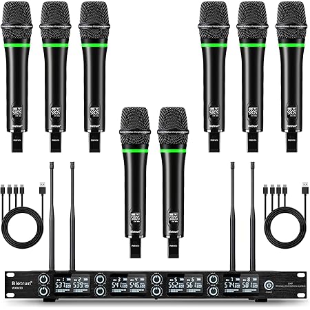 Amazon.com: Pyle 8 Channel Wireless Microphone System - Portable VHF ...