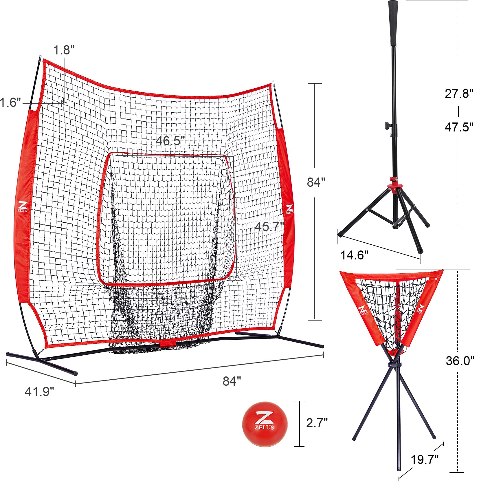 Snapklik.com : 7x7ft Baseball And Softball Practice Net + Batting Tee ...
