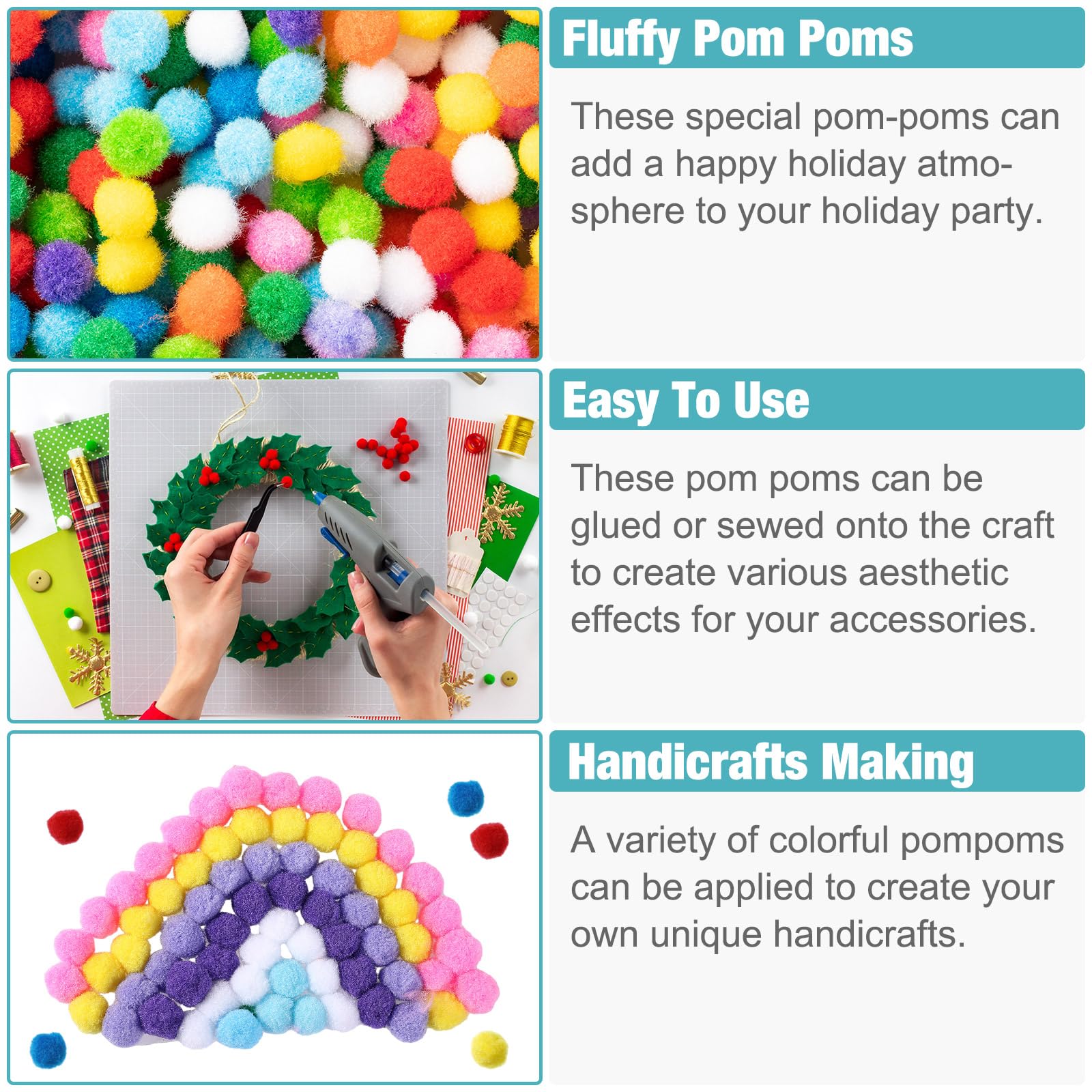 Snapklik.com : 10000 Pcs Multicolor Pom Poms For Crafts 1 Cm Fuzzy ...