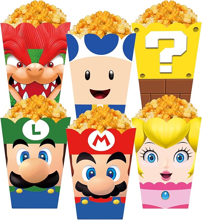 Amazon.com: 30PCS Mario Birthday Party Supplies, Mario Party Snack Box ...