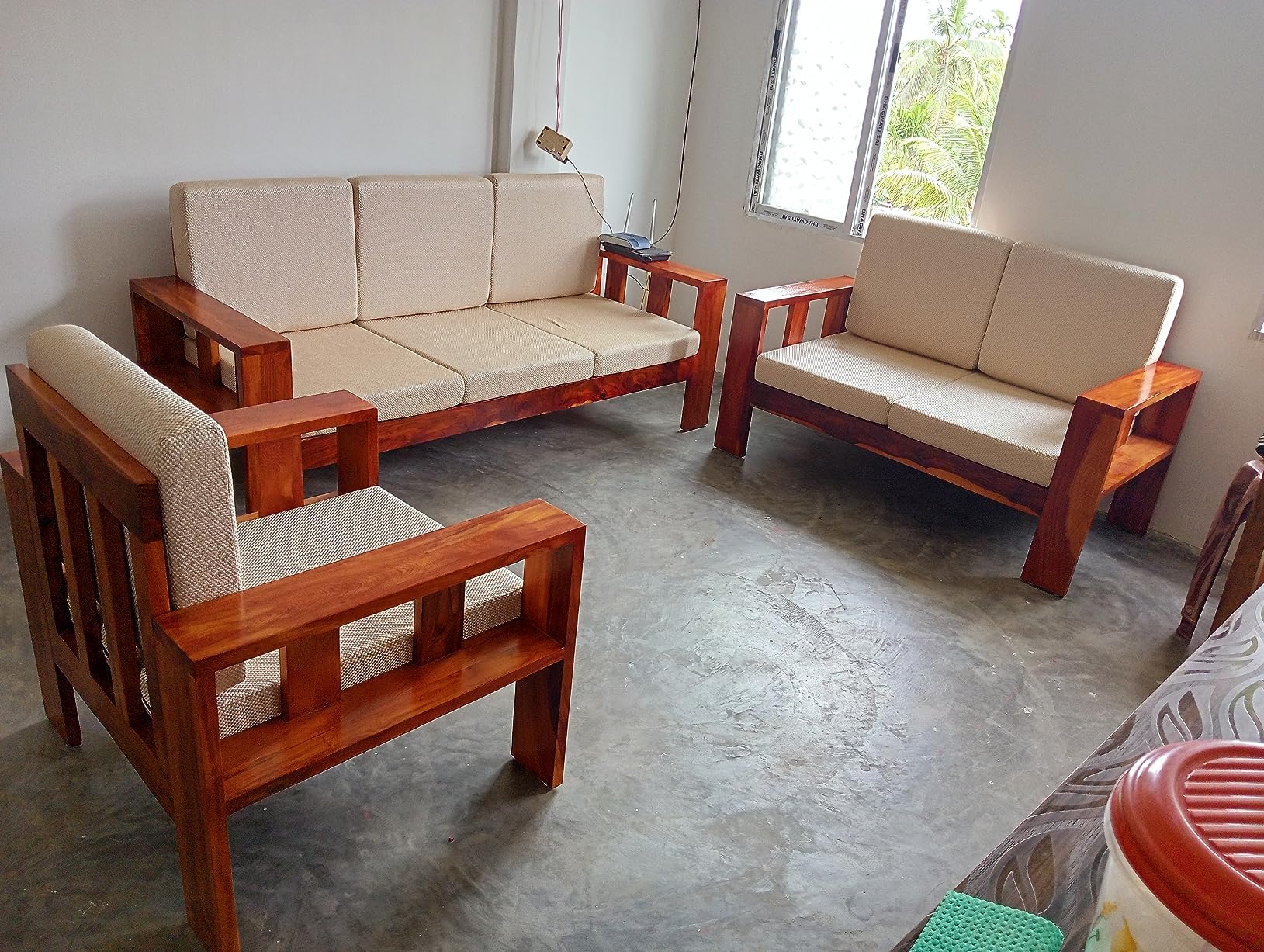 KD FURNITURES Sofa Set for Living Room | Home Furniture Wooden Sofa Set ...