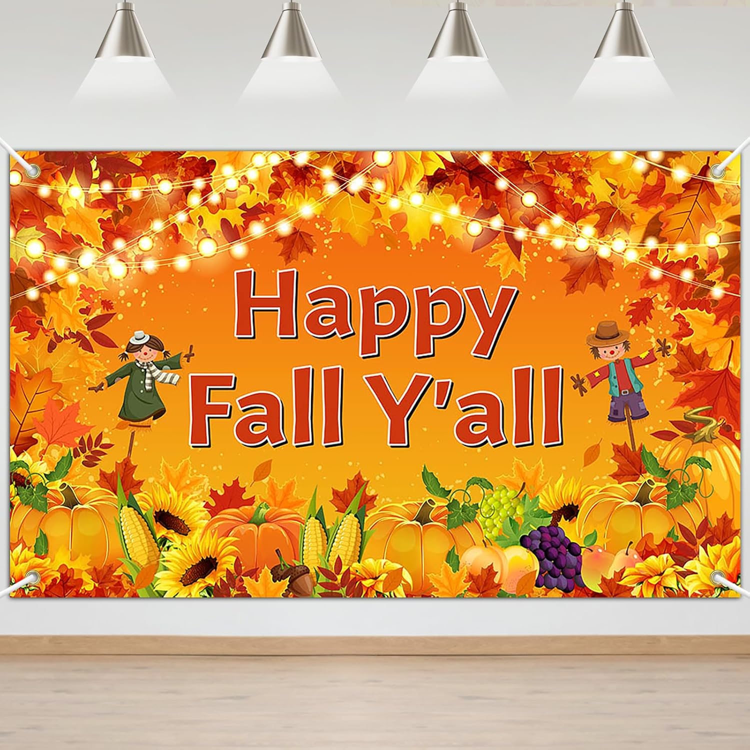 Amazon.com : Lecheme Happy Fall Y'all Backdrop Happy Fall Banner ...