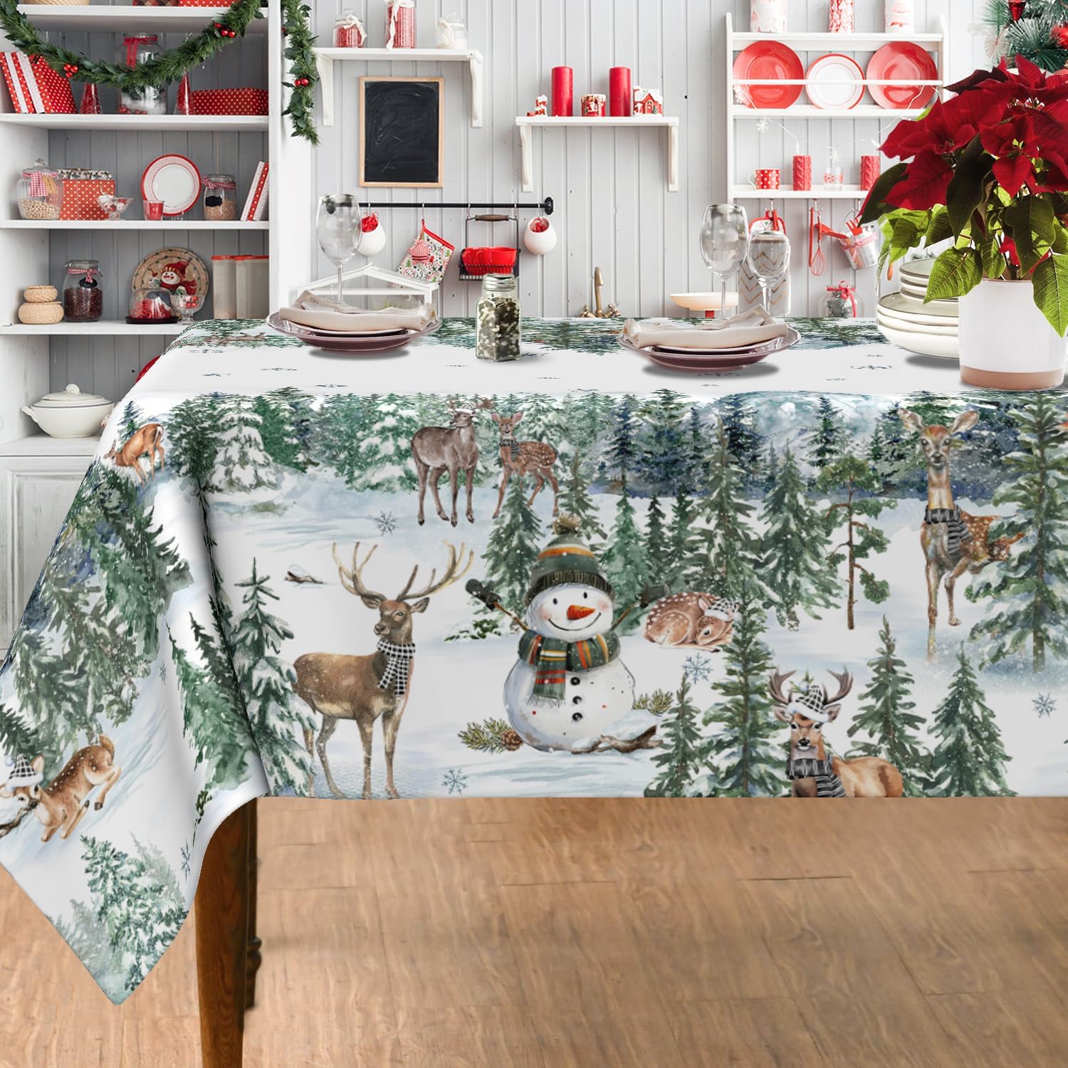 Amazon.com: LEWARAN Christmas Tablecloth 52×70 Inch, Christmas ...